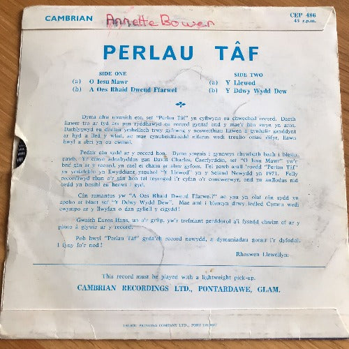 Perlau Tâf – Cant a mil